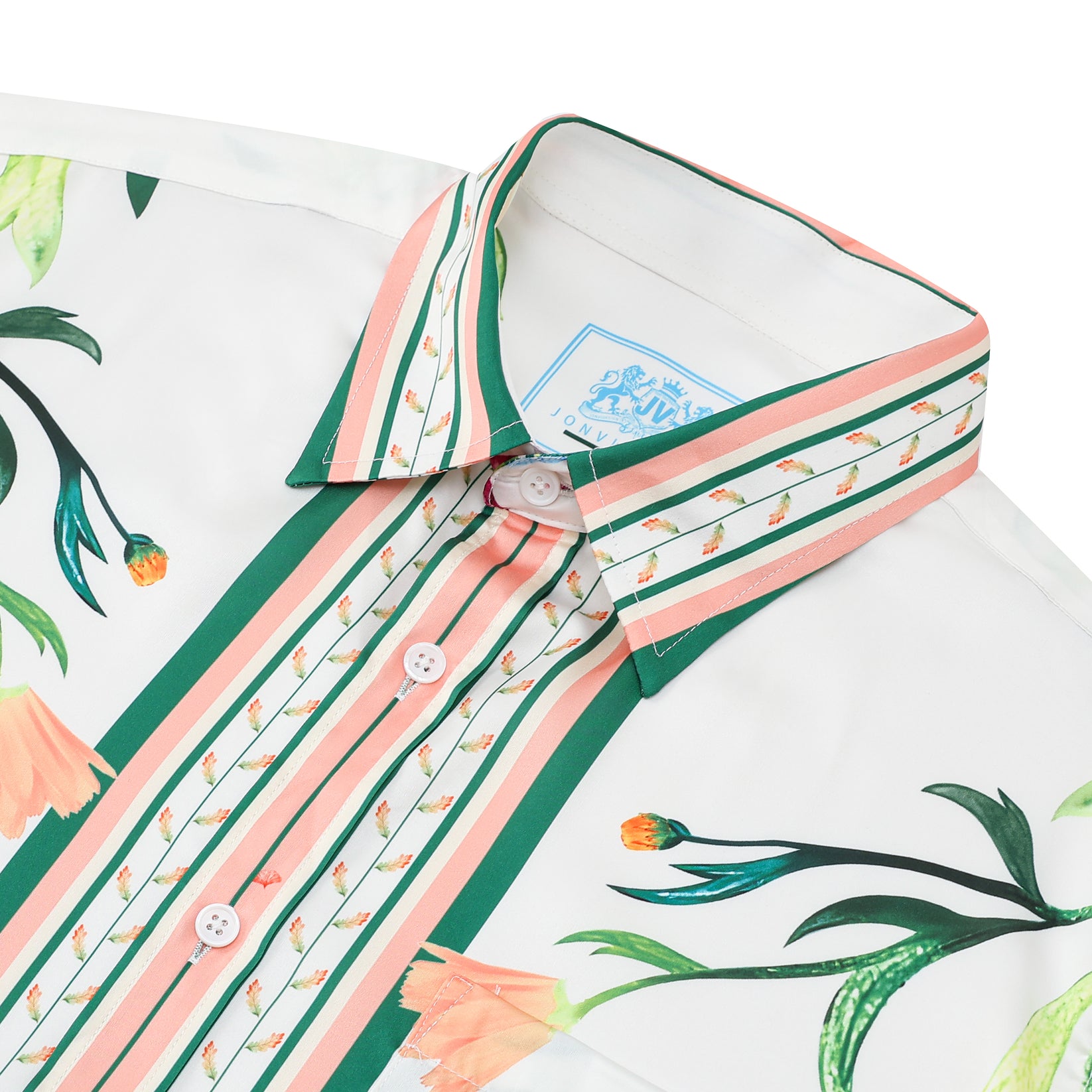 Green Floral Pattern Short Sleeve Casual Shirt for Men – Jonvidesign