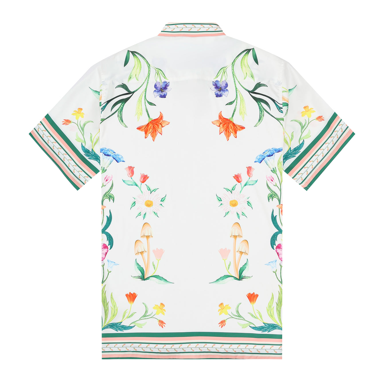 Green Floral Pattern Short Sleeve Casual Shirt for Men – Jonvidesign