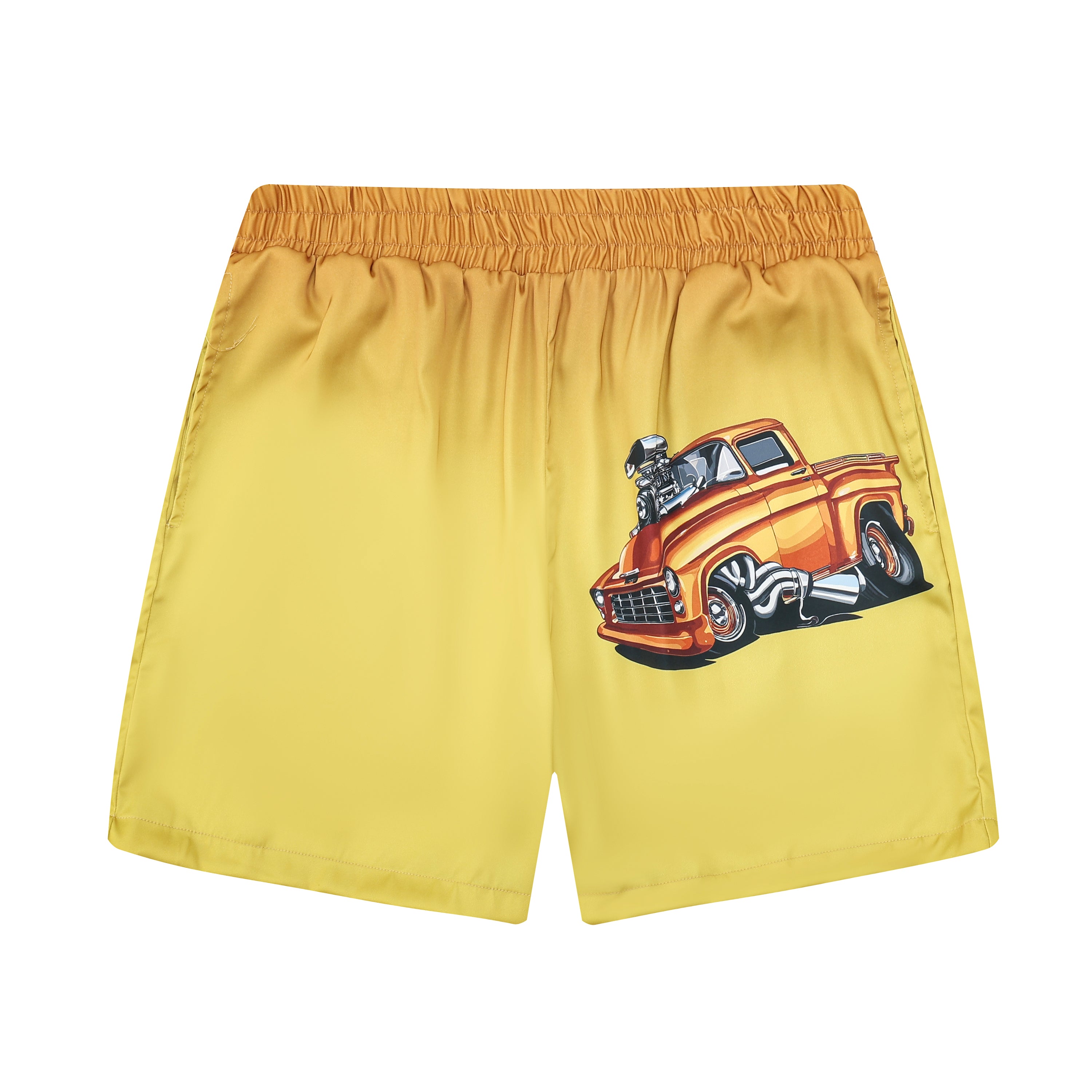 Red Modified Car Print Elastic Waistband Summer Casual Shorts – Jonvidesign