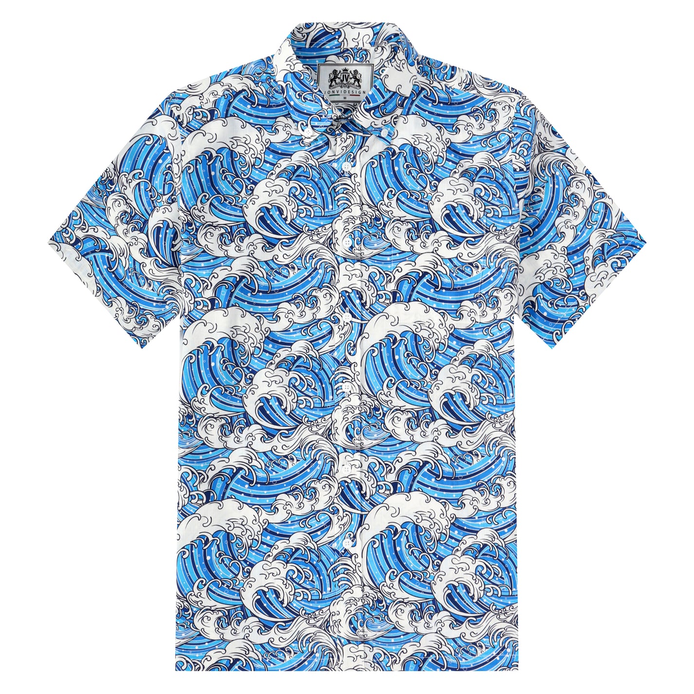 Cloud Wave Pattern Button Short Sleeve Shirt – Jonvidesign
