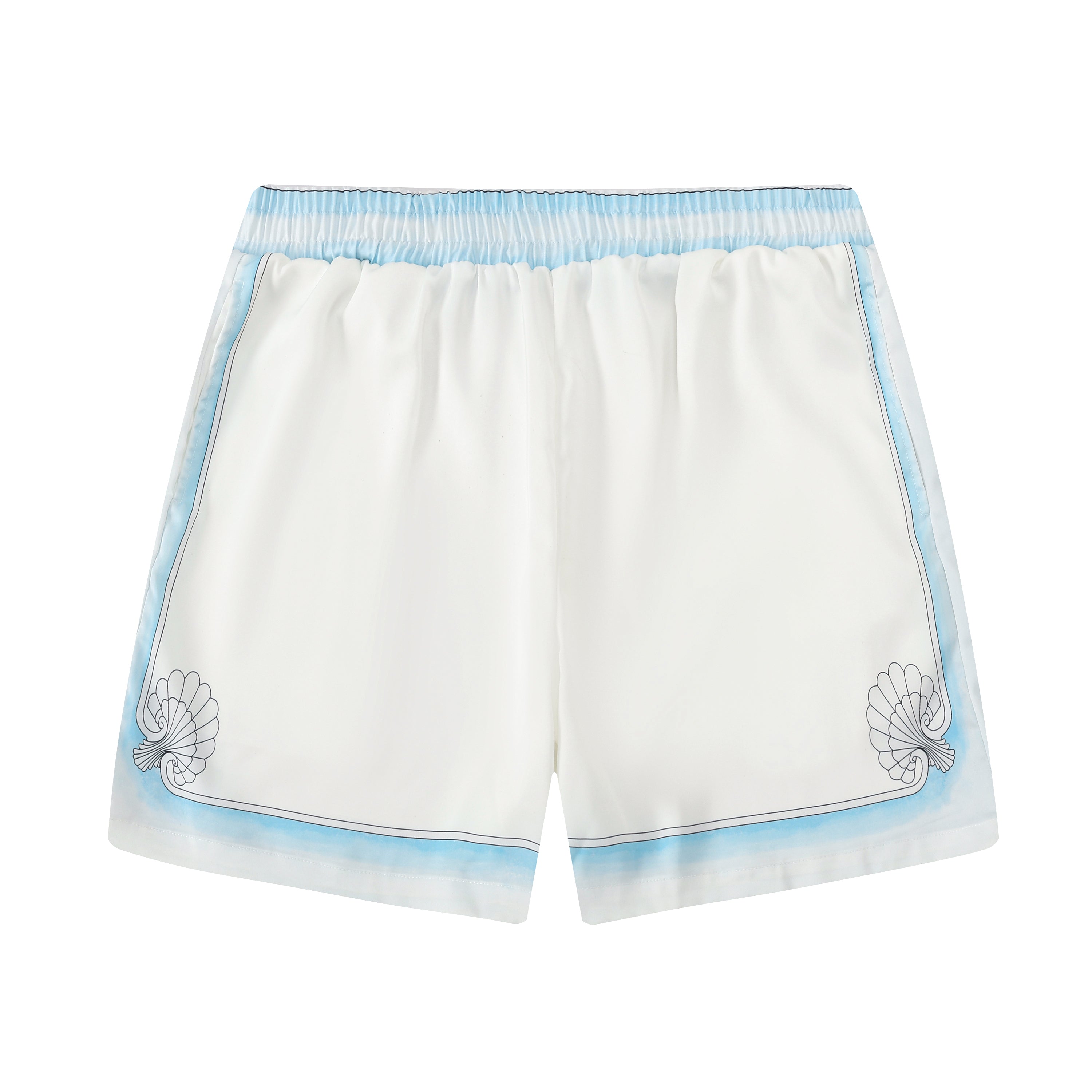 Blue Shell Pattern Silk Fiber Waistband Shorts – Jonvidesign