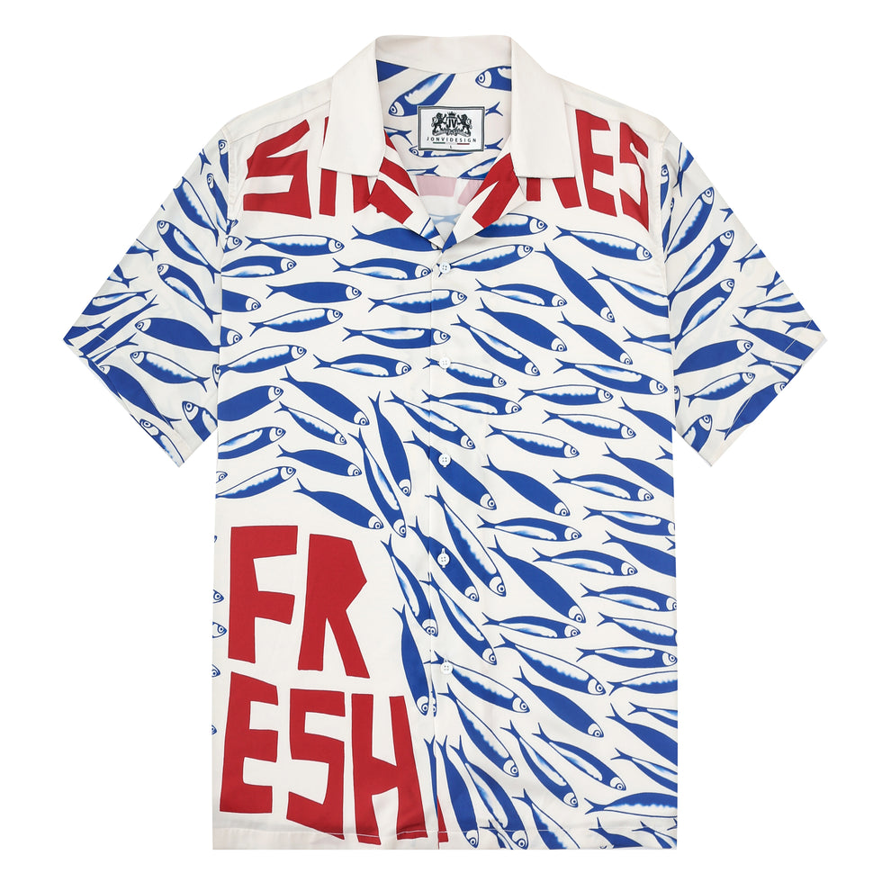 Aloha Style Sardine Pattern Sleeve Camp Collar Shirt – Jonvidesign