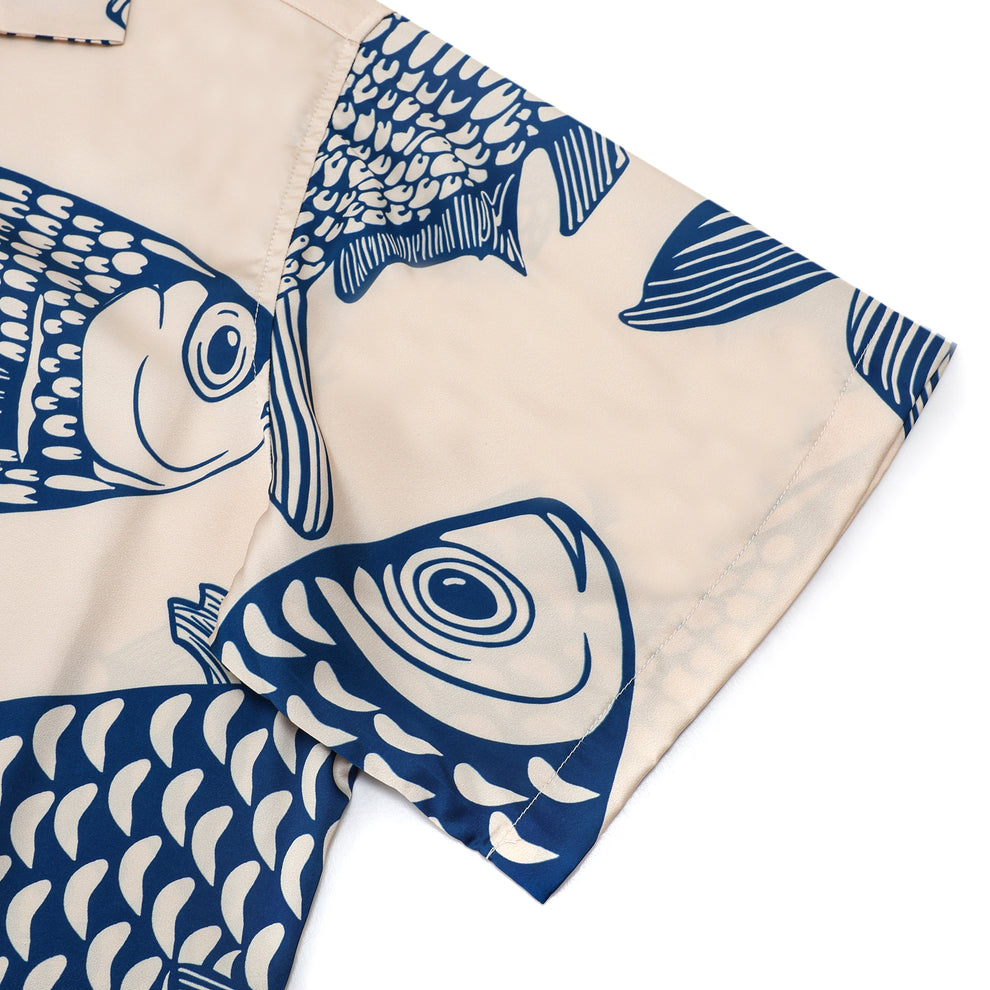 Vacation Wear Sardine Pattern Short Sleeve Camp Collar Shirt – Jonvidesign