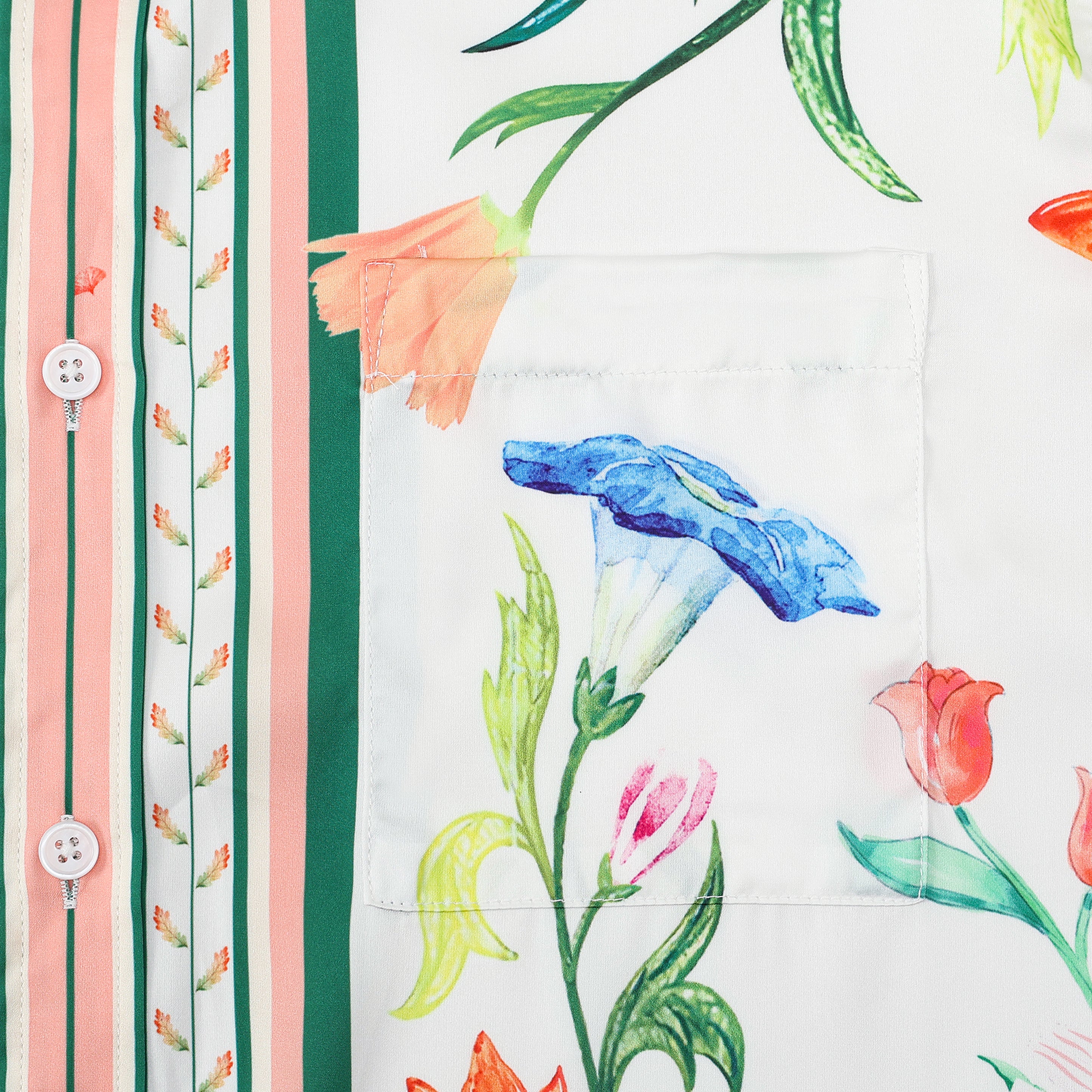 Green Floral Pattern Short Sleeve Casual Shirt for Men – Jonvidesign