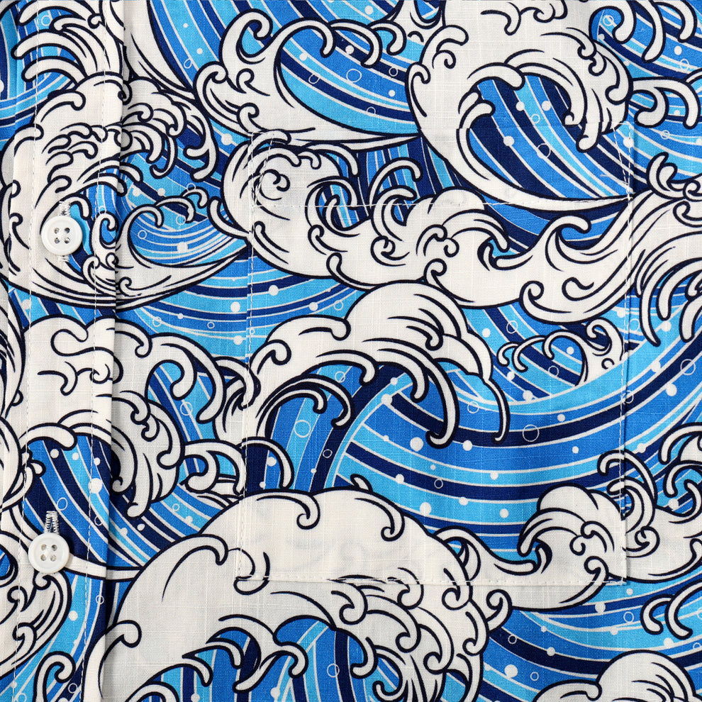 Cloud Wave Pattern Button Short Sleeve Shirt – Jonvidesign