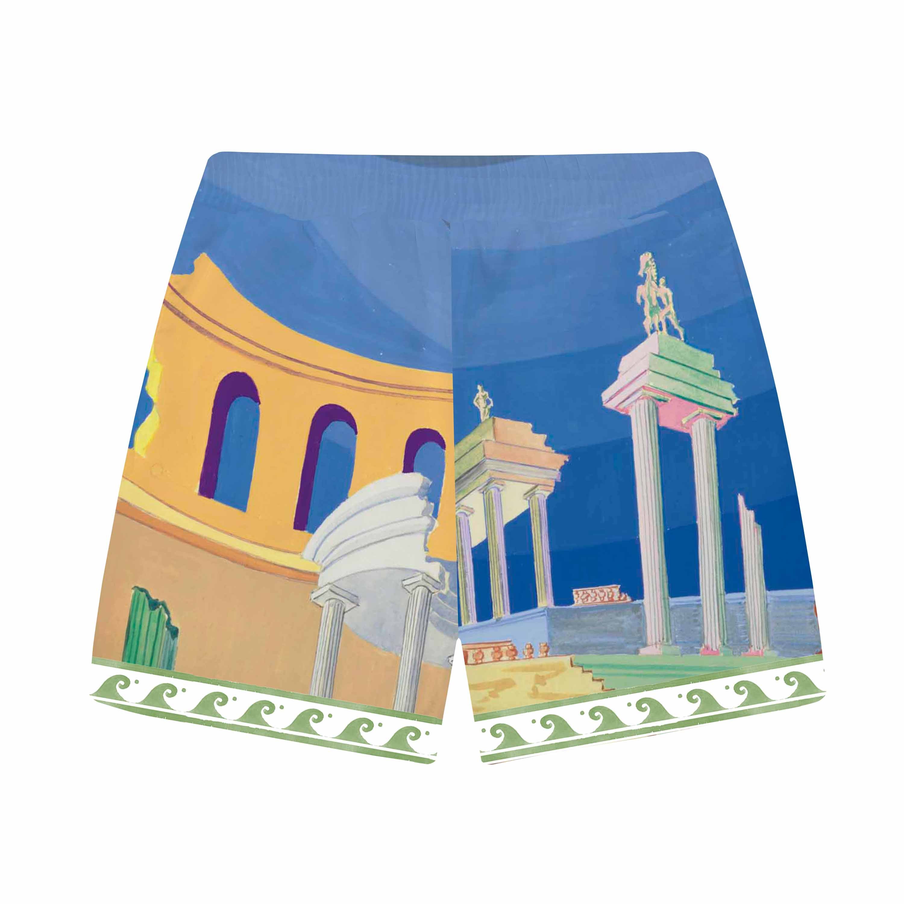 Ancient Greek Architecture, Temple Pattern Elastic Waistband Casual Sh ...