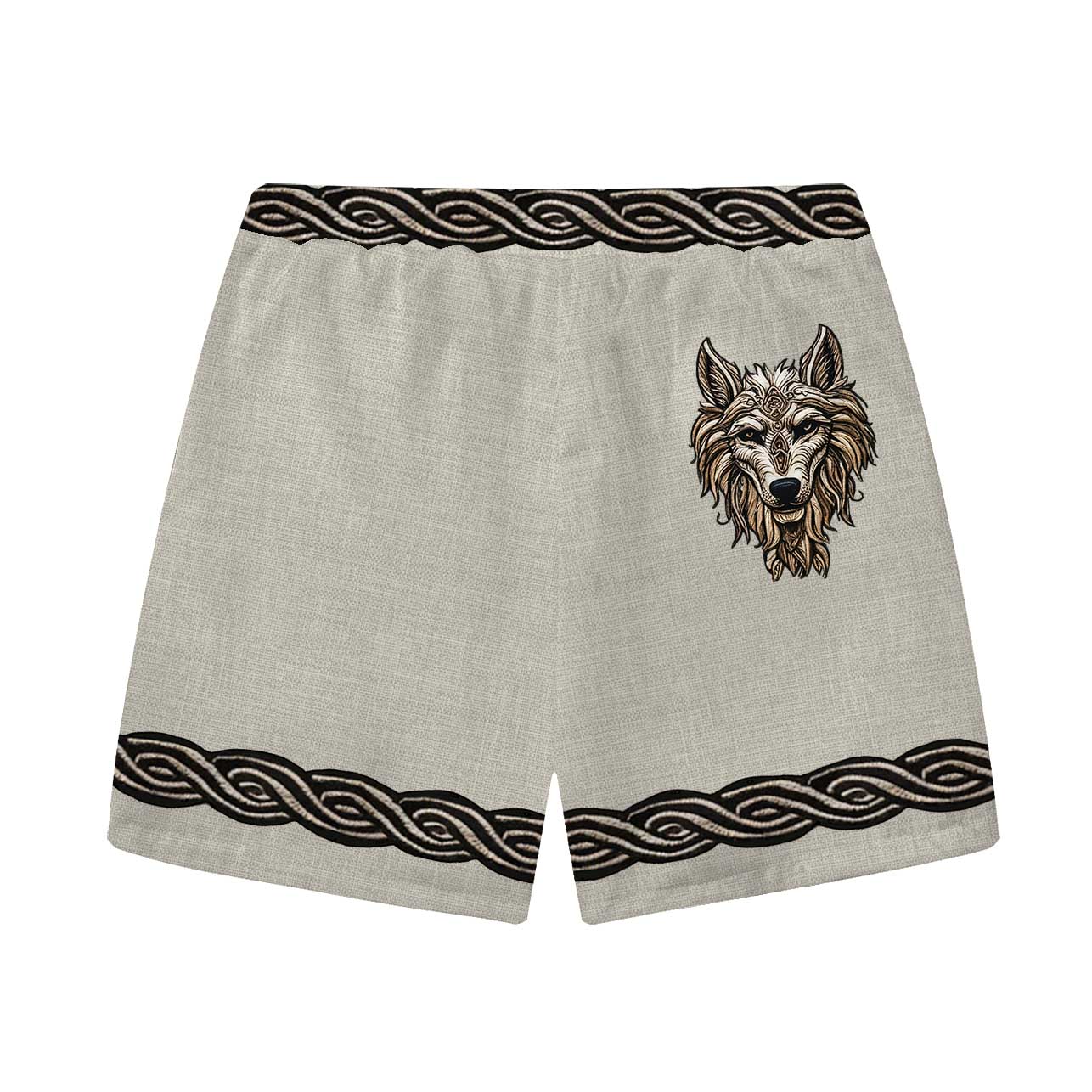 Men's Retro Viking Totem Wolf Elastic Waist Shorts – Jonvidesign
